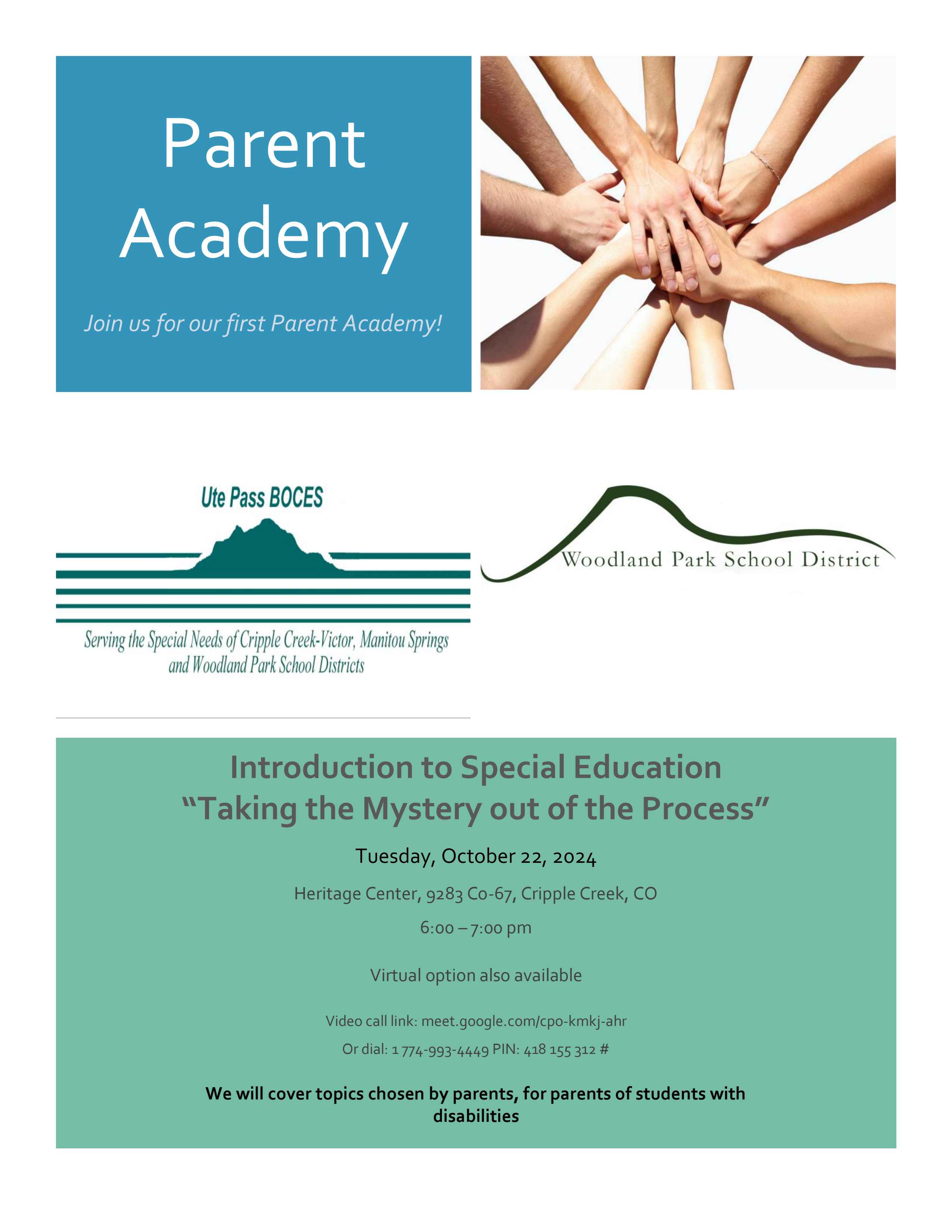 Parent Academy Flyer – CC-V School District